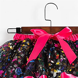 Elastic Waist Short Pants for Baby Kids Girls Halloween Dance Party Dress Cartoon Tulle Skirt (Hot Pink, 5-8 Years)