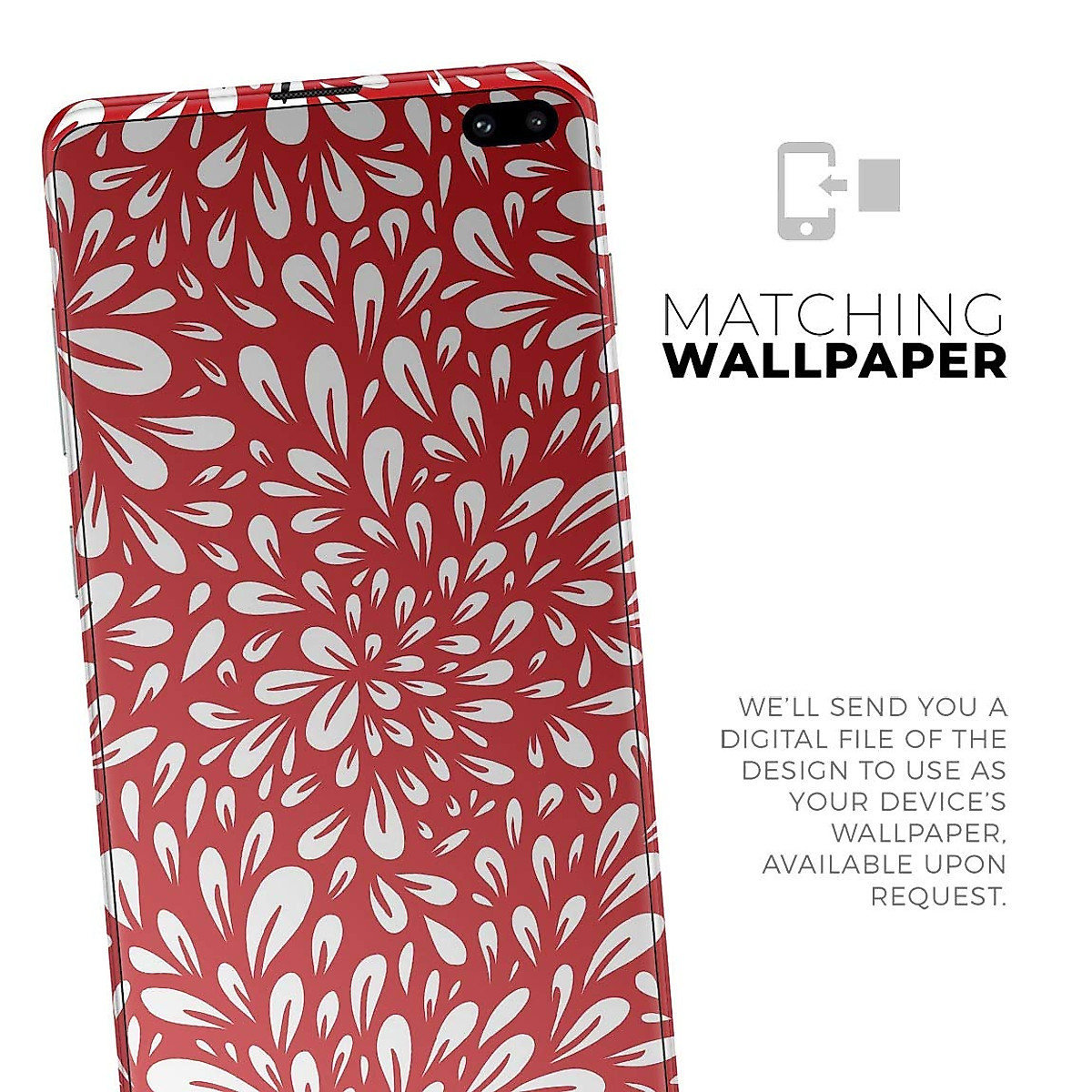 DesignSkinz Red Vector Floral Sprout Protective Vinyl Decal Wrap Skin Cover Compatible with The Samsung Galaxy S20 (Screen Trim & Back Glass Skin)