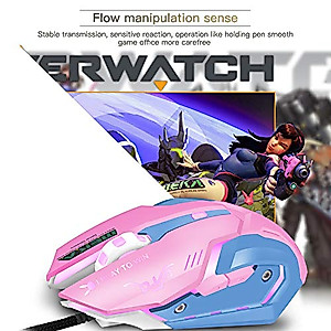 TDOR Creative and Cute Gaming Mouse, Overwatch D.VA USB Wired Mouse,Silent Optical Mice Colorful Colors Breathing Light, for Office Home and Gamer