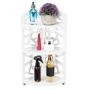 Liyeehao 3 Tier Corner Shelf, PVC Foam Board Small Corner Shelves Large Storage Area Plant Standing Rack, Storage Rack for Small Spaces Bathroom Bedroom Kitchen Garage