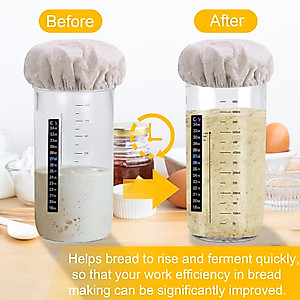 Vodolo 100% Cotton Sourdough Jar Cover,5 PCS Reusable Sourdough Bread Proofing Starter Jar Cloth Covers for Most Glass Mason Sour Dough Crock