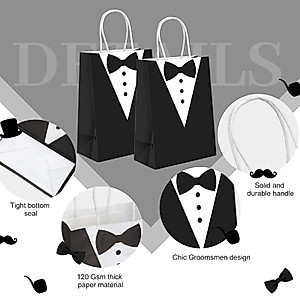 Yexiya 100 Pieces Groomsman Gift Bags for Wedding Tuxedo Gift Bags with Handle Paper Gift Bags for Wedding Groomsman Bridesmaid Party Favors Gift Wrapping Supplies