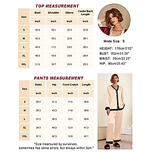 Ekouaer Satin Pajamas Silk Pjs Sets Button Down Sleepwear Set Winter Pajamas for Women with Pockets,Champagne,L