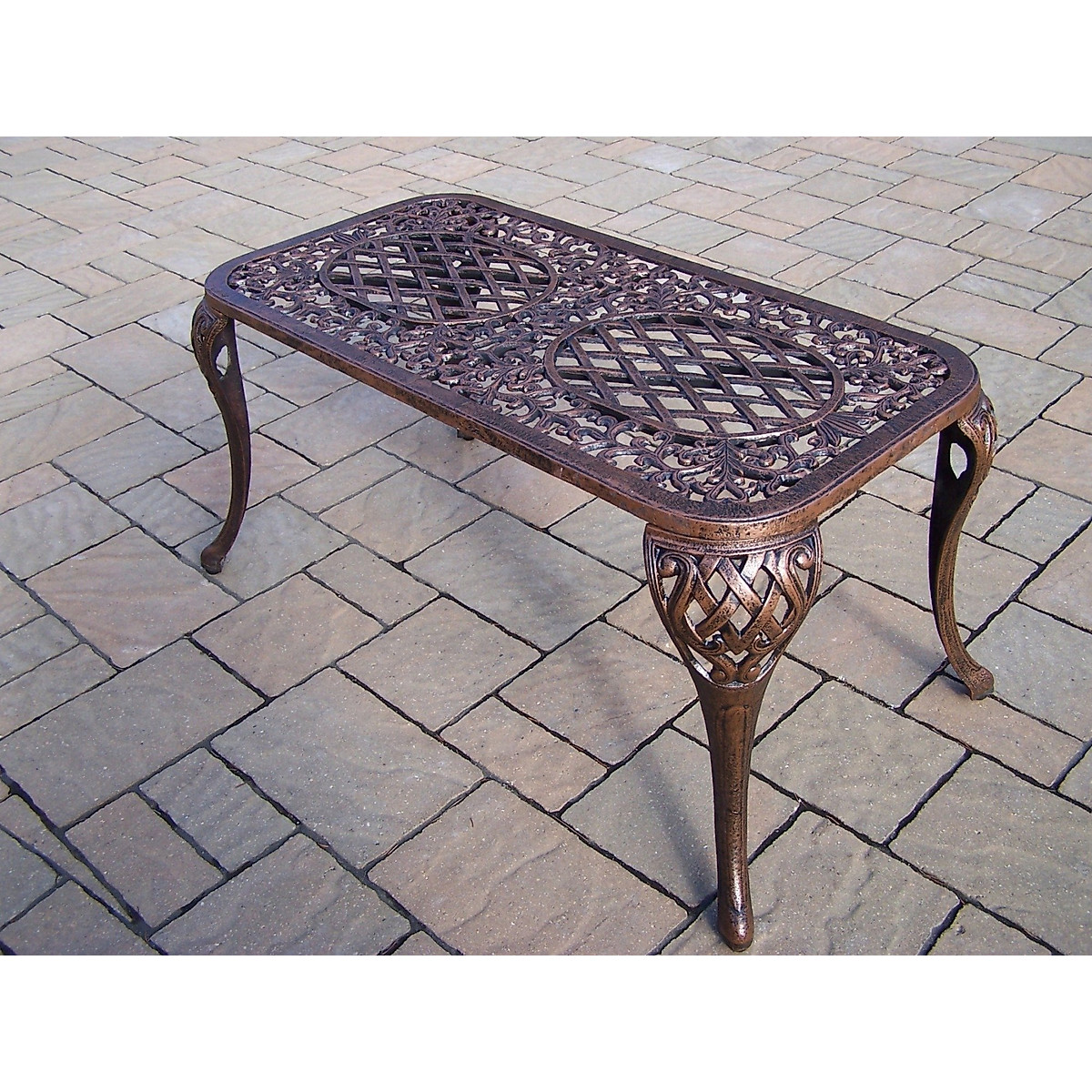 Oakland Living Mississippi Cast Aluminum Cocktail Table, 35-Inch by 18-Inch, Antique Bronze