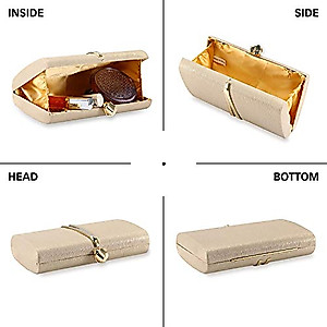 Pinprin Women’s Evening Clutch Bag Elegant Cocktail Bridal Handbag Wedding Party Purse (Gold)