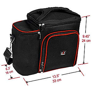 Large Meal Prep Lunch Box - Insulated Lunch Box For Women or Men - Perfect For Multiple Containers/Meals - Keep Food Cool and Organized - A2S Black/Red