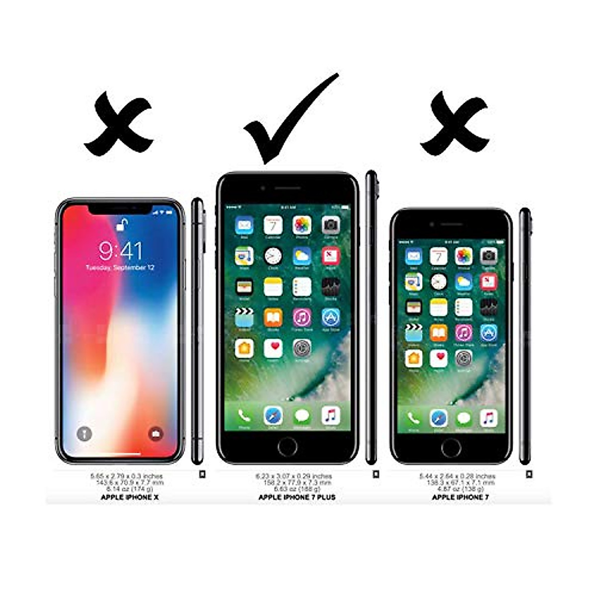 Hand-e Muscle Case for Apple iPhone 8 Plus / iPhone 7 Plus, Triple Layer Protection (Defender), Drop Proof, Hands Free Kickstand & Belt Clip – Black/Black