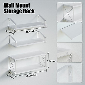 RICHER HOUSE Floating Bathroom Shelves, Bathroom Shelves Over Toilet, White Shelves for Bathroom Wall Decor, Wall Mounted Hanging Shelves for Bedroom, Kitchen Wall Storage and Organizers - White