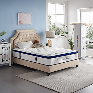 Zeelovtress King Mattress 12 Inch Gel Memory Foam Hybrid Mattress, with Medium Firm Pocketed Coils for Support, Motion Isolation and Pain Pressure Relief, Sleep Quality Improvement