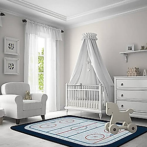 ZXHXIANTZ Modern Soft Area Rug of ice Hockey Rink Marking Detailed of top View eps10 3D Home Plush Rugs Non Slip Shaggy Carpets for Living Room Bedroom Kids Playroom Decor 4 x 5.2 ft, 4 feet X 5 feet