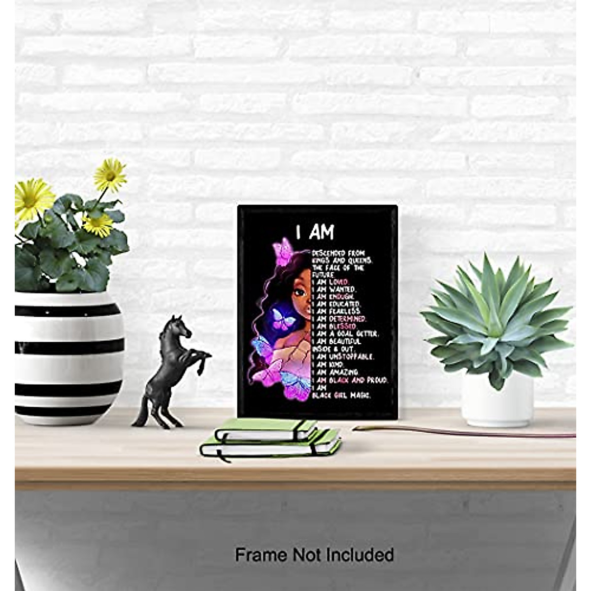 African American Girl Wall Art & Decor - I Am Black Girl Magic - Black Art - Inspirational Positive Affirmations - Inspiring Positive Quotes - Tween Teen Little Girls Bedroom Decor - Daughter Gifts