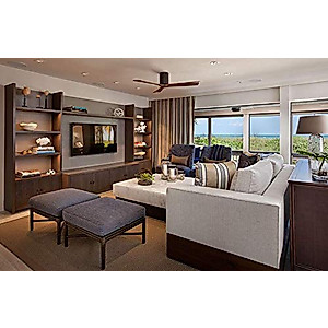 Matthews IR3H-WH-MWH-42 Irene Indoor/Outdoor Damp Rated 42" Flush Mount Ceiling Fan with Remote & Wall Control, 3 Matte White Solid Wood Blades, Gloss White