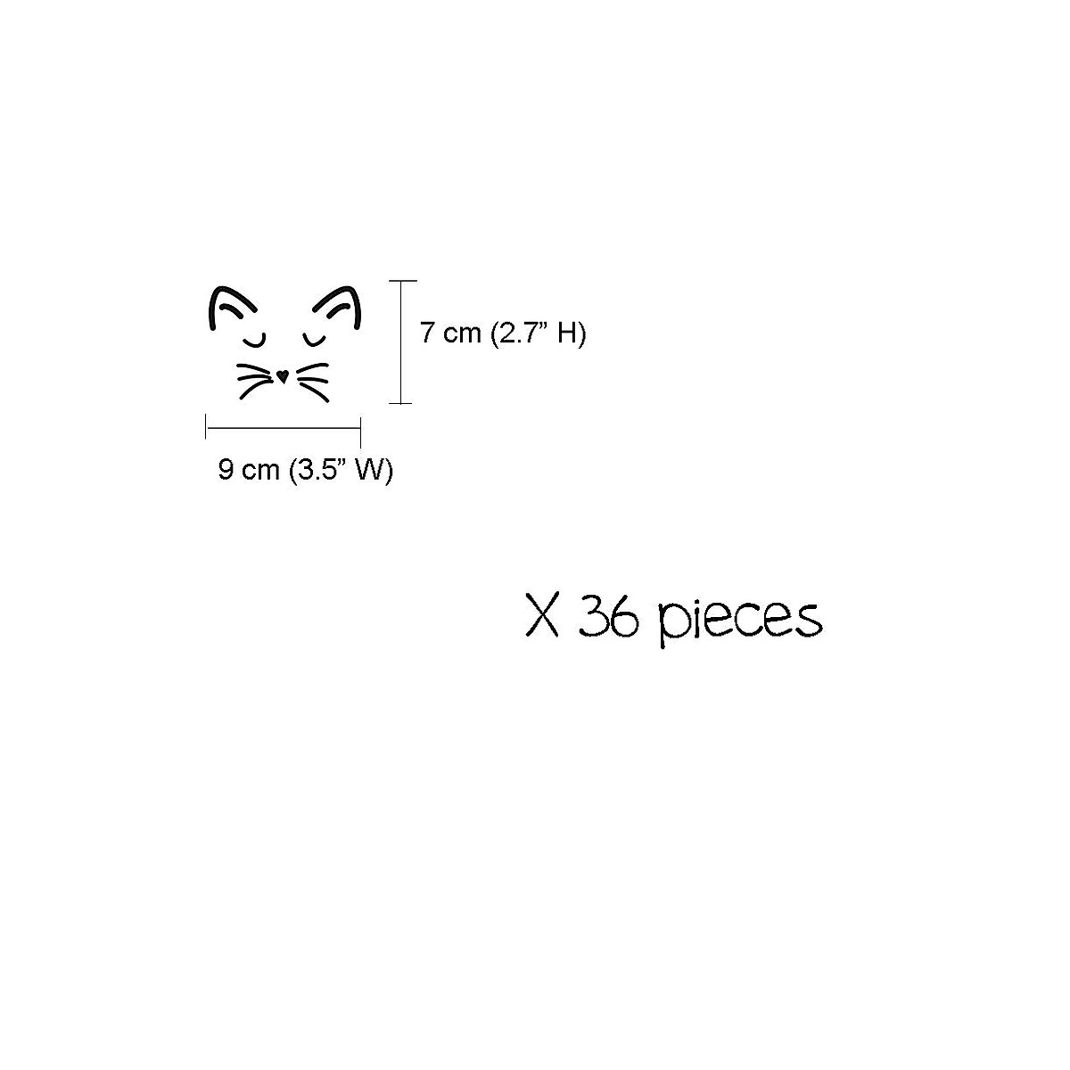 JUEKUI Set of 36 Cat Pattern Wall Decal Cat Lover Gift Nursery Decor Girls Room Decor Animal Art Vinyl Wall Sticker WS44 (Black)