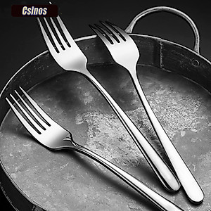 Csinos Dinner Forks Set,304 Stainless Steel Forks Table Flatware for Steak, Salad, Pasta, Set of 6