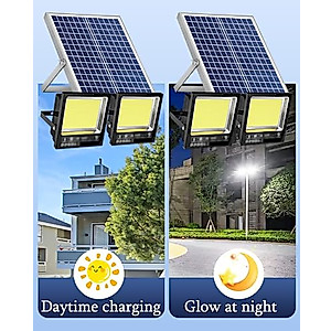 ZXXHNNAIH Solar Street Light IP66 Waterproof Solar Street Lights Outdoor LED Commercial Lighting with 19 ft Cables and Remote Control, Easy to Install