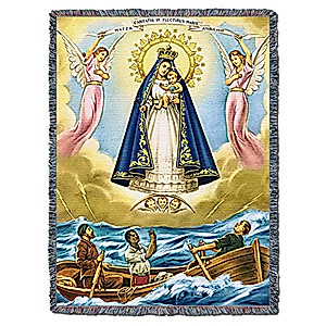 Pure Country Weavers Our Lady of Charity - Nuestra Senora de la Caridad del Cobre - Patroness of Cuba - Catholic Religious Gift Tapestry Throw Woven from Cotton - Made in The USA (72x54)