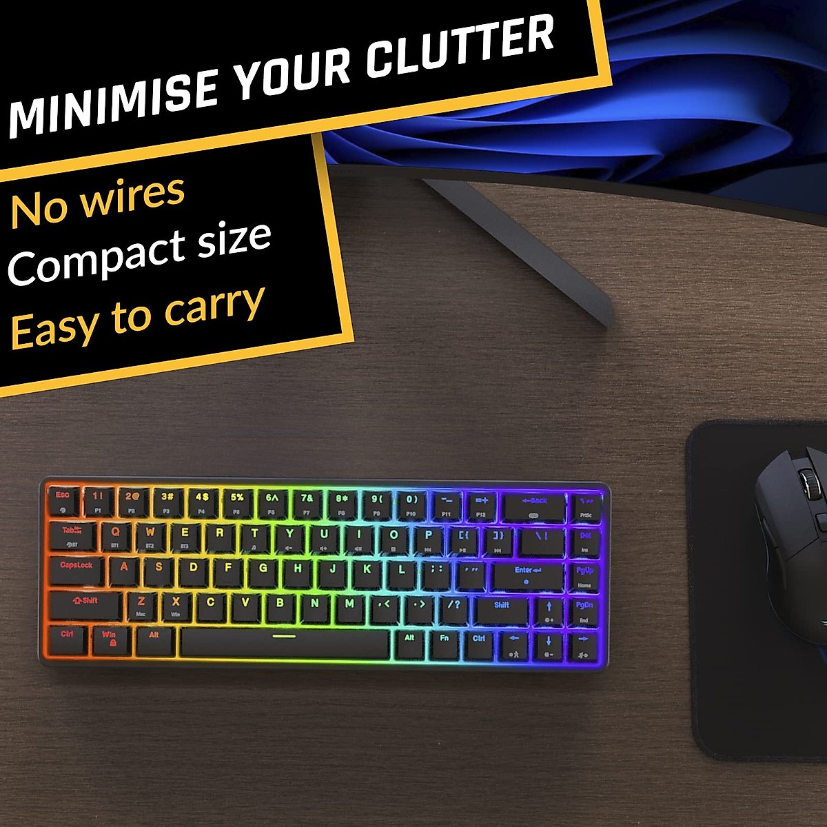 KLIM Blaze & Shift Bundle - New 2024 - Wireless Gaming Keyboard and Mouse Combo - Wireless Mechanical Keyboard Hotswap 65% - RGB Gaming Mouse Wireless - Long-Lasting Built-in Battery