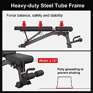 YOUTEN 1000 LB Weight Bench Heavy Capacity | 9-4-4 Almost 90° Adjustable Incline Decline Exercise Bench Press for Home Gym More Stable and Durable | Foldable Training Lifting Bench | Dragon Flag Handle for Abdominal Arm Workout