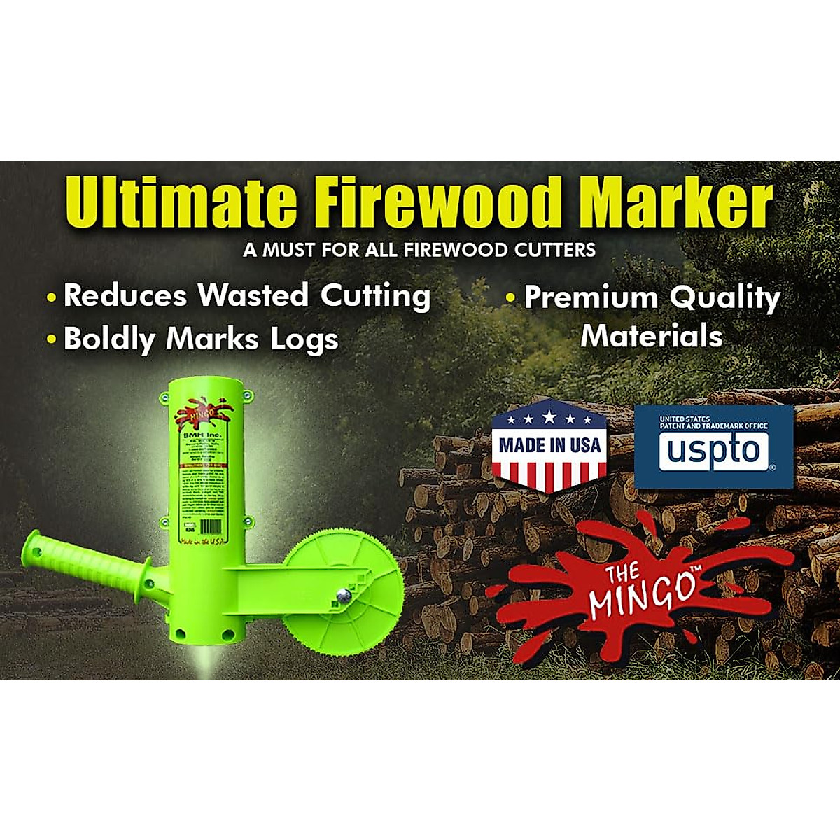 Mingo Marker Firewood Bundle - Chainsaw accessories - Firewood Measuring Tool - Log Holder for Cutting Firewood - Logging Tools and Equipment - Includes 14" 16" and 18" Wheel Marker and Extra Trigger