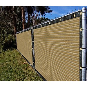 Ifenceview 4'x5' to 4'x50' Beige Shade Cloth/Fence Privacy Screen Fabric Mesh Net for Construction Site, Yard, Driveway, Garden, Railing, Canopy, Awning 160 GSM UV Protection (4'x8')