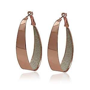 GUESS Rose-Gold-Tone Interior Glitter Hoop Earrings