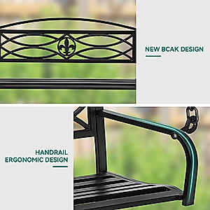 YITAHOME Heavy Duty Metal Hanging Porch Swing Chair Outdoor Swing Steel Patio Bench Lounge Capacity 660lb for Garden, Balcony, Living Room, Black Sword