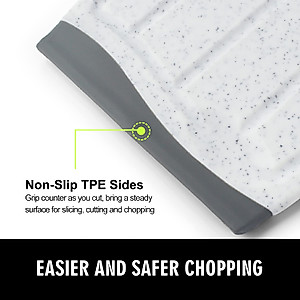 Small Non Slip Cutting Board, 7.48" Mini plastic Cutting Board for Small Kitchen Task, Unique Design with Multiple Juice Grooves! BPA Free, Dishwasher Safe, Easy Grip Handle (White)