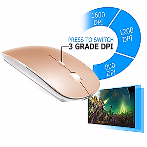 KLO Bluetooth Mouse for MacBook/MacBook air/Pro/iPad, Wireless Mouse for Laptop/Notebook/pc/iPad/Chromebook (BT/B Rose Gold)