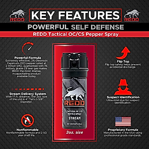 Redd, Tactical OC/CS Pepper Spray and Nylon Holster - Flip Top Stream (2 oz)