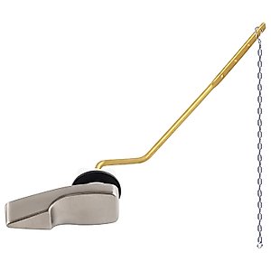 Hygie Rinse Universal Toilet Handle Replacement, Brushed Nickel Side Mount Toilet Trip Lever Repair Kit with Flapper Chain, Compatible with American Standard/Mansfield Toilet