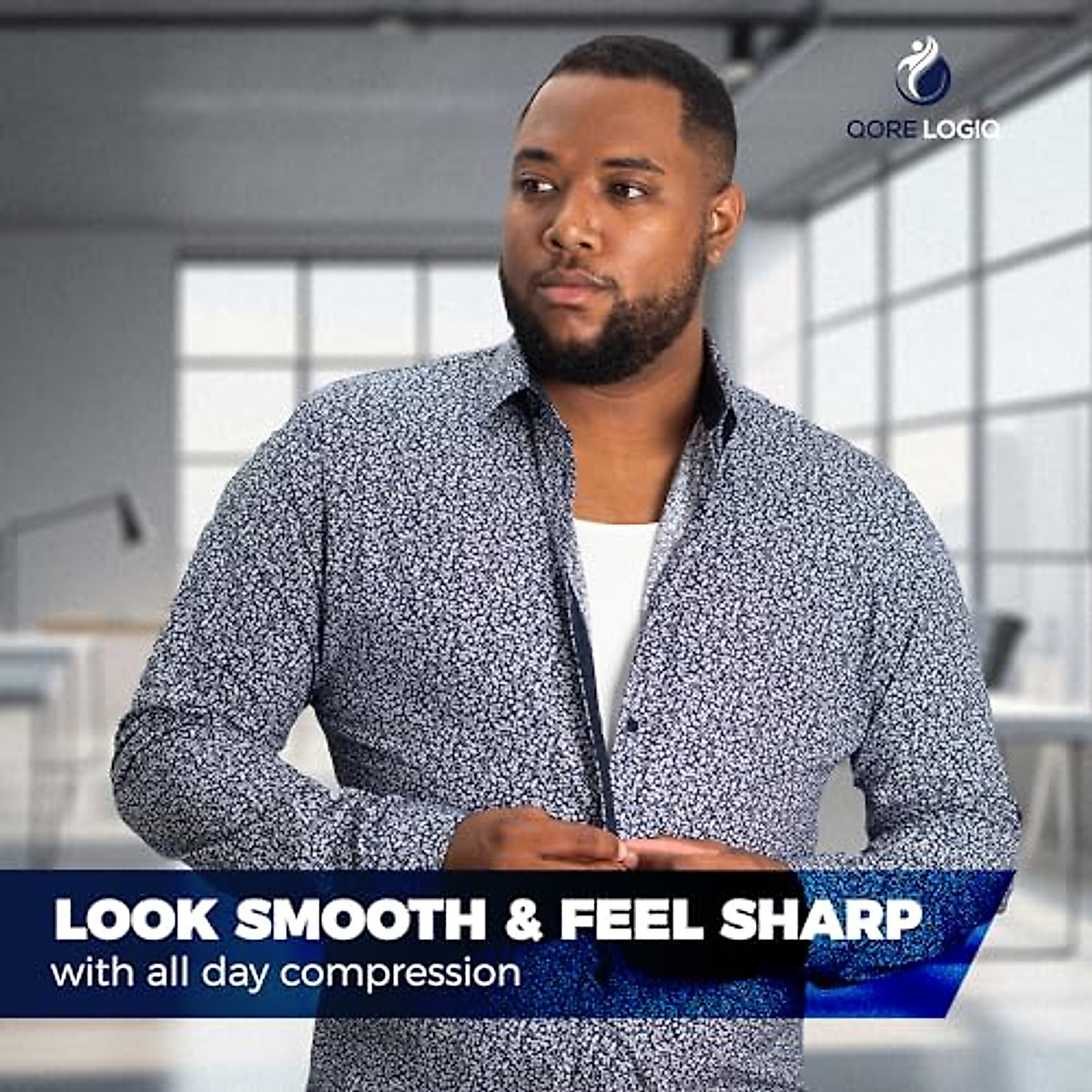 QORE LOGIQ Men's Gynecomastia Compression Shirt, White Tank Top Body Shaper, Slimming Undershirt, Sleeveless XL