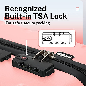 AnyZip Suitcase, 20" Carry On Luggage 14" Mini Cosmetic Cases Luggage Sets Hardside PC ABS Lightweight USB Suitcase with Wheels TSA (2 Piece Set 14/20, Pink)