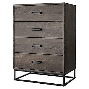URKNO Chest of Drawers, Wood 4 Drawer Dresser for Bedroom, Nightstand for Bedroom, Living Room, Entryway, Closet, Easy Assembly, Dark Brown