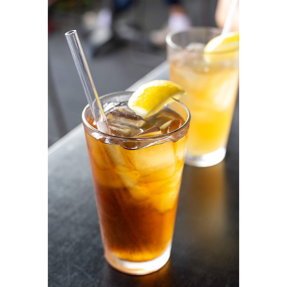 Hiware Reusable Glass Straws Set, 4-piece Drinking Staws with Cleaning Brush, 10" x 10 mm, Dishwasher Safe