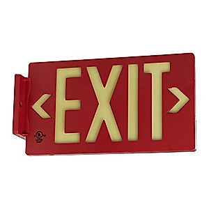 UL Listed 50 foot Jessup Glo Brite 7050-B 8.75-x-15.5-Inch Single Sided Exit Sign with Frame, Red (Mounts 4 ways, includes bracket and arrows)