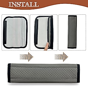 Car Seat Belt Cover, Soft Shoulder Protection Cover for Cars, Comfortable Driving Protection Cover for Cars, Leather Embossed Seat Belt Pad, Universal Suitable for Cars, Trucks, Suvs (Gray)