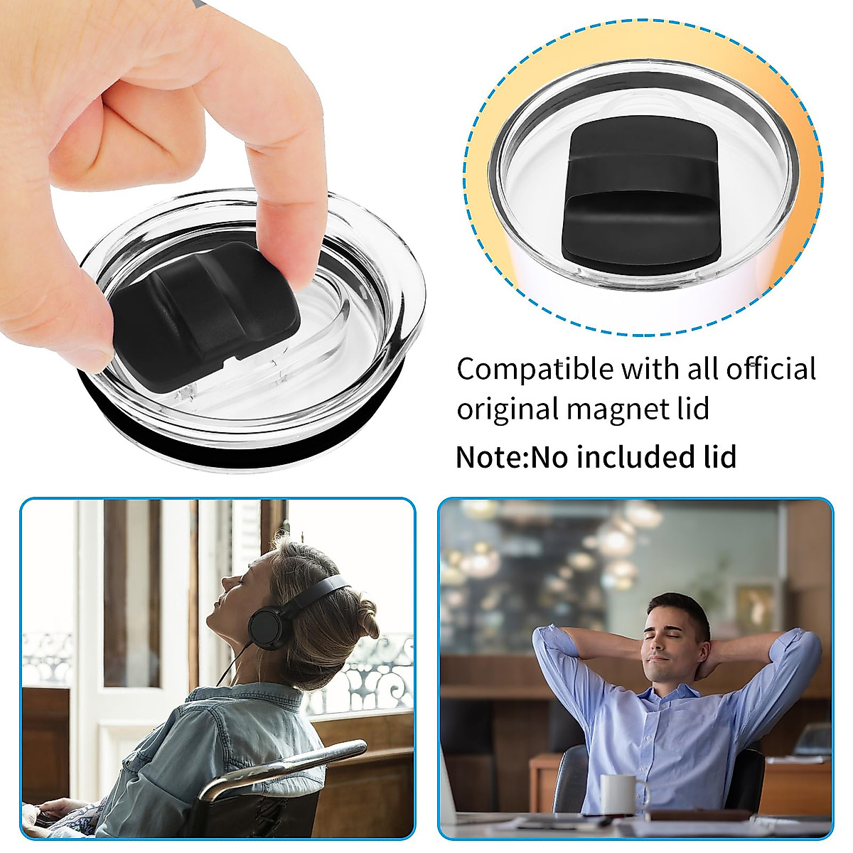 2PCS Magnetic Slider Replacement For Yeti Magnetic Lids No Spil Lids Covers Top Magnetic Sliders For 10 Oz 14 Oz 16 Oz 20 Oz 26 Oz 30 Oz (2black)