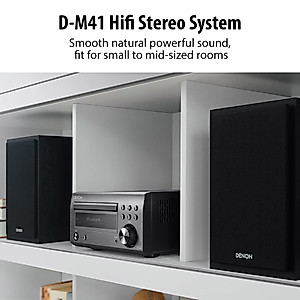 Denon D-M41 Home Theater Mini Amplifier and Bookshelf Speaker Pair - Compact HiFi Stereo System with CD, FM/AM Tuner and Wireless Bluetooth Music | Perfect for Small Rooms and Home Cinema