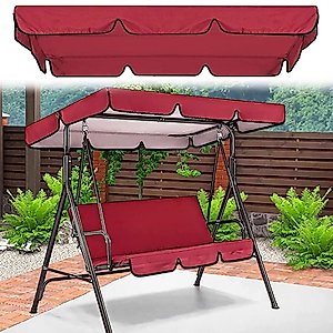 Replacement Canopy for Swing Seat - Waterproof Oxford Cloth Top Cover for 2/3-Seater Swing Chair, Durable Outdoor Patio Swing Canopy(Red,75x52x6inch)
