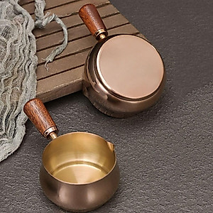 Mini Sauce Pan Wooden Handle 60ml/120ml/180ml Reusable 304 Stainless Steel Butter warmer Milk Warmer, Chocolate Melting Pot(60ml,silver)