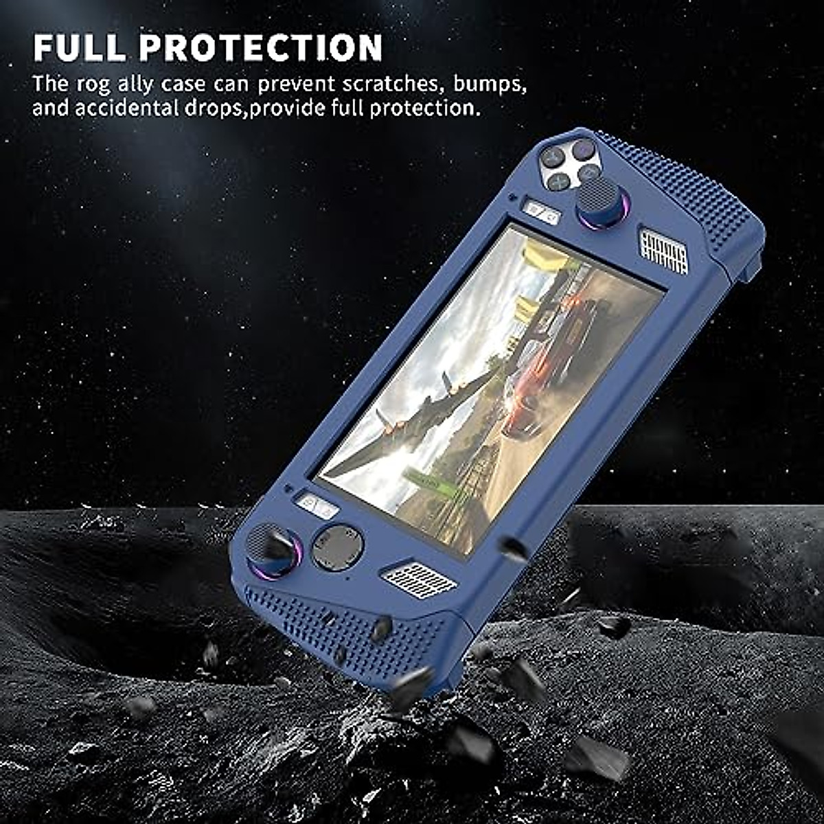 WOOPIT Silicone Case Compatible ASUS Rog Ally Gaming Handheld Console Protector,Anti-Scratch Drop-Proof Non-Slip Full Protective Rog Ally Case with 2 Pair Thumb Grips