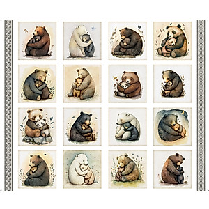 QT Fabrics Bear Hugs by Morris Creative Group 30061 Z White Bear Picture Patches 36" Panel Fabric
