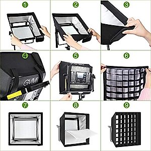 GVM Foldable Softbox Diffuser with Grid Beehive for RGB 800D/560AS/480LS Series LED Video Light, 1 Pack， Suitable for Studio Lighting, Portrait Photography, Video Lighting, Led Panel, 11"x11"
