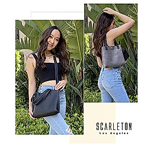 Scarleton Leather Tote Bag for Women, Womens Purses and Handbags, Reversible Tote Bags for Women, Purses for Women, H184220190103 - Black/Grey