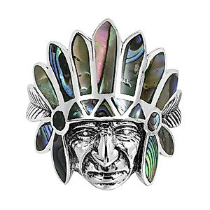 AeraVida Native American Style Abalone Shell Inlay .925 Sterling Silver Ring | Elegant Wedding Rings for Women | Casual Comfort Fit Silver Rings for Women, Men | Gift for Men (11)