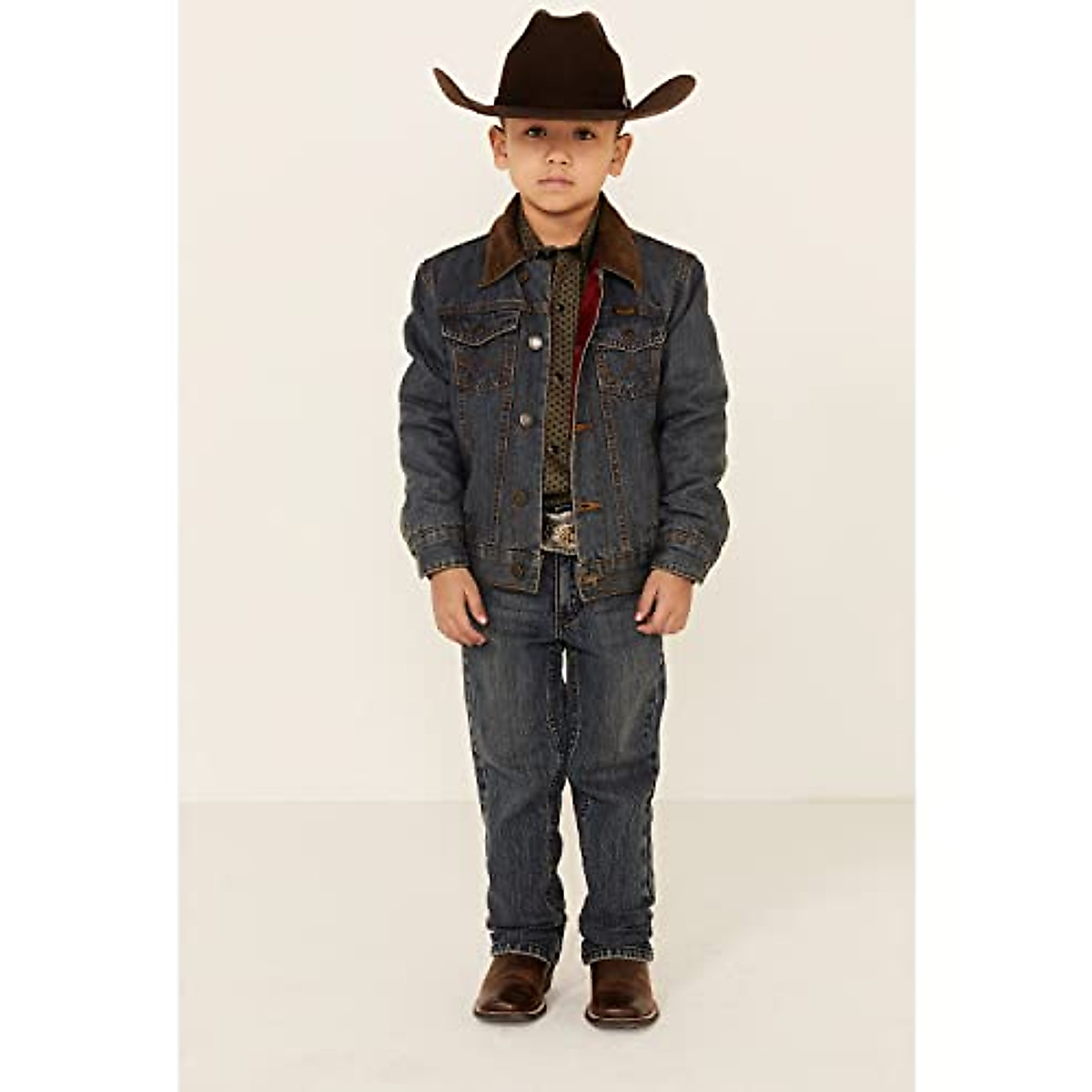 Wrangler Boys' Big Western Lined Jacket, Sherpa Rustic Blue, Large