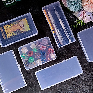 ZORRITA 6 Pack Small Plastic Storage Containers with Hinged Lids, Rectangle Clear Plastic Boxes for Beads, Jewelry, Game Pieces and Crafts Items (6.1 x 2.36 x 1.1 Inch)