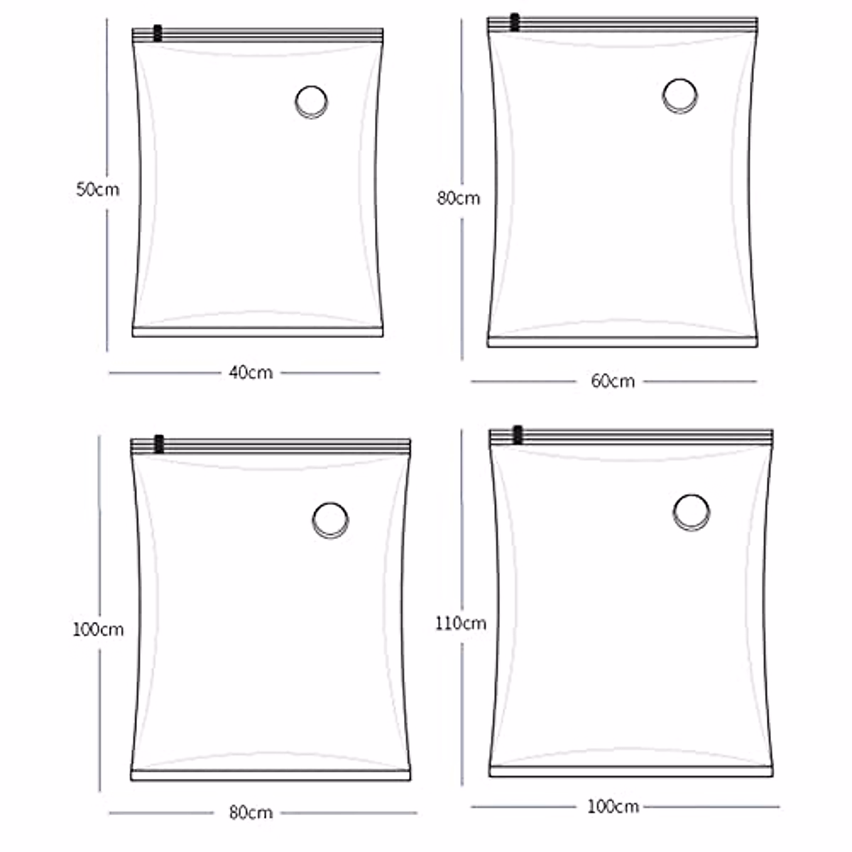 C-LARSS Vacuum Storage Bag, Space Saver Bags for Clothes, Pillows, Comforters, Blankets Storage, Dusts-Proof PE Compression Vacuum Seal Bag 60x80cm