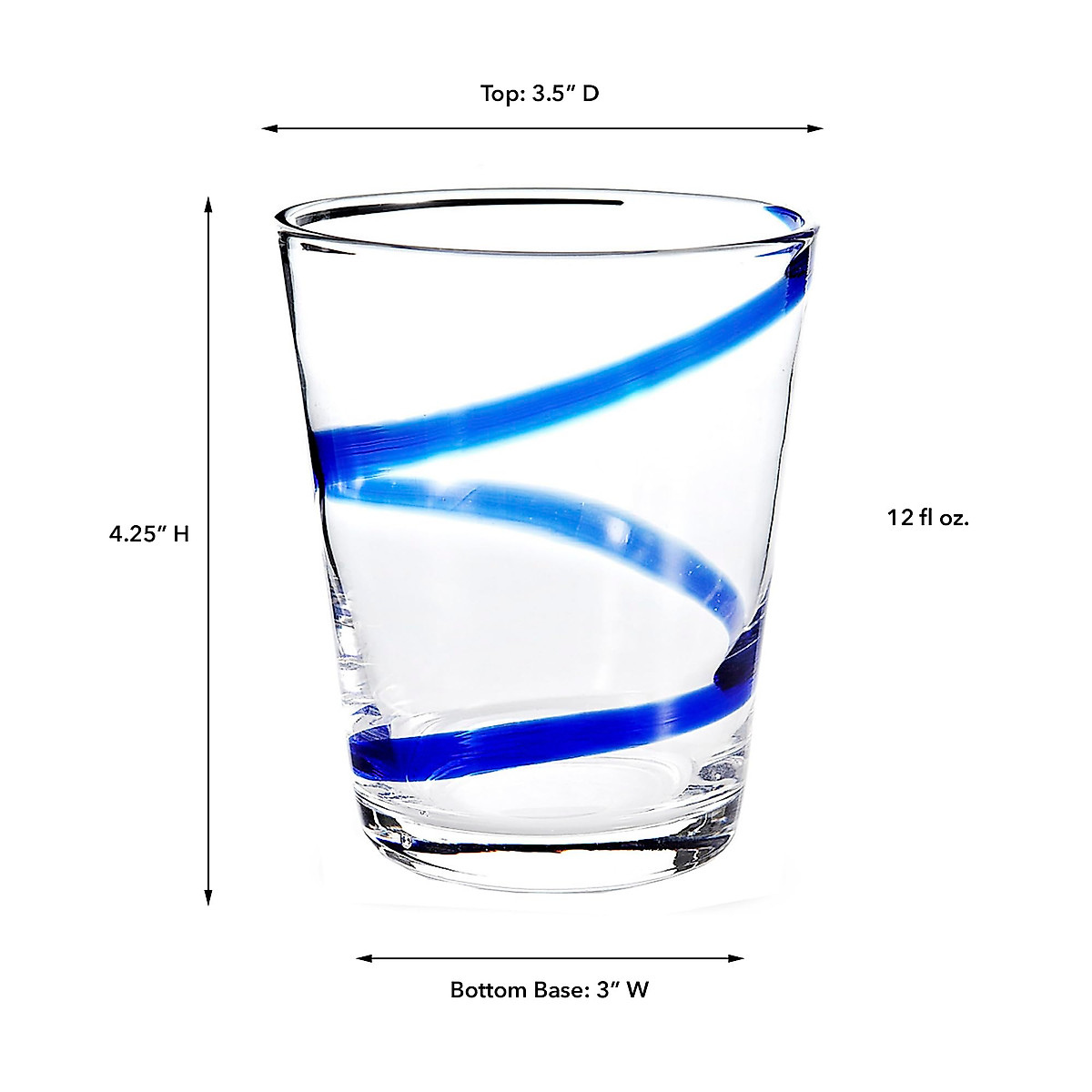 Impulse Crazy Rocks Hand-Crafted Glass, Blue, Set of 6