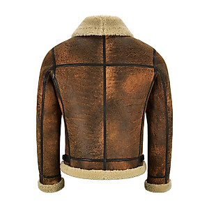 Men's RAF Aviator B3 Sheepskin Flying Vintage 100% Genuine Sheepskin Pilot Jacket Reagan, Beige Taba / Copper, 3X-Large